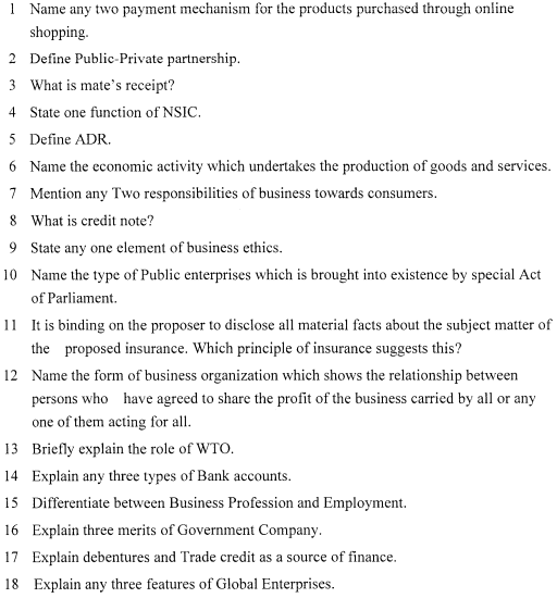 CBSE Class 11 Business Studies Question Paper Set C CBSE Class 11 Business Studies Question Paper Set C
